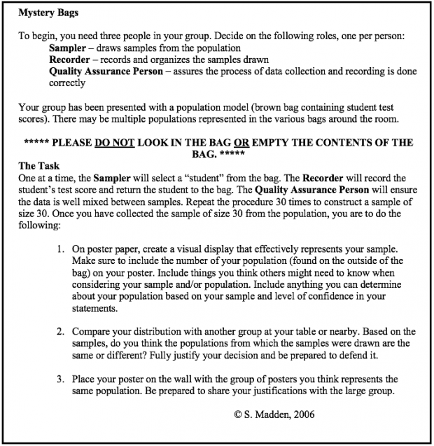 A Sampling Activity to Anchor Big Statistical Ideas | Statistics Teacher